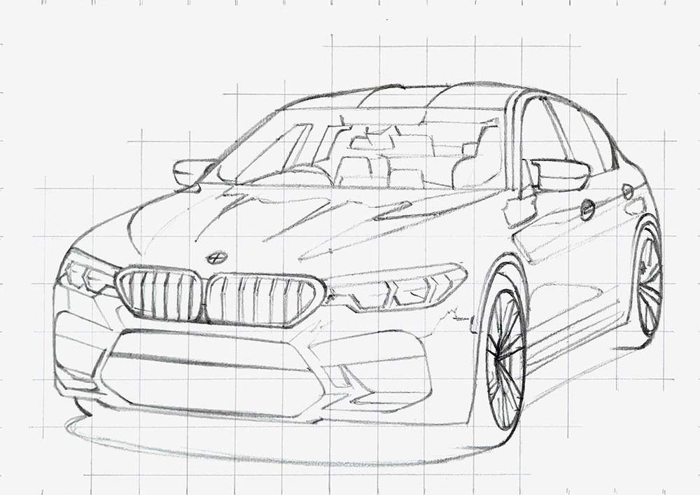 How To Draw A BMW M5 Competition - Realistic Step-By-Step Tutorial